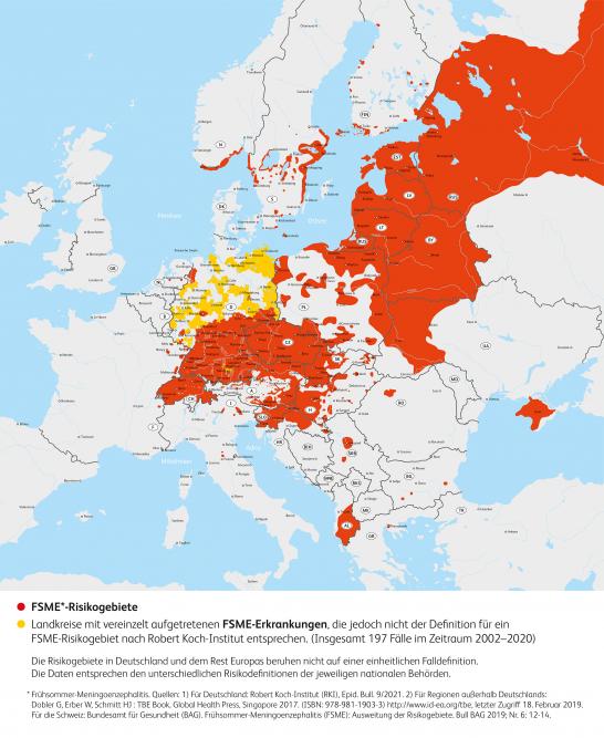 FSME-Risikogebiete in Europa